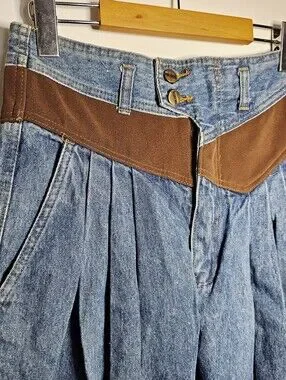 Vintage | Jeans | Vintage Western Pleated Balloon Jeans Faux Leather ...